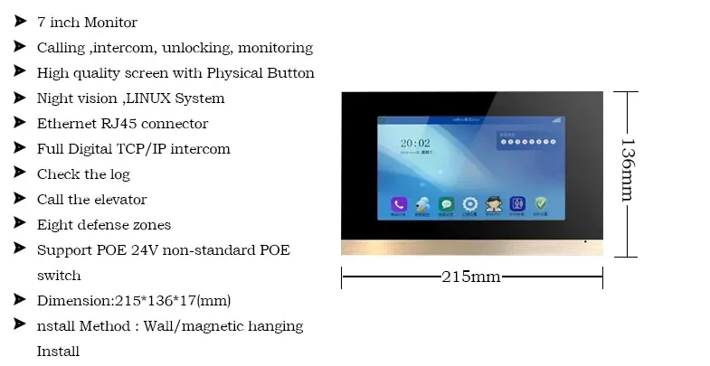 Tcp/ip Wire Video Intercom System With Tuya Remote Control For Multi ...