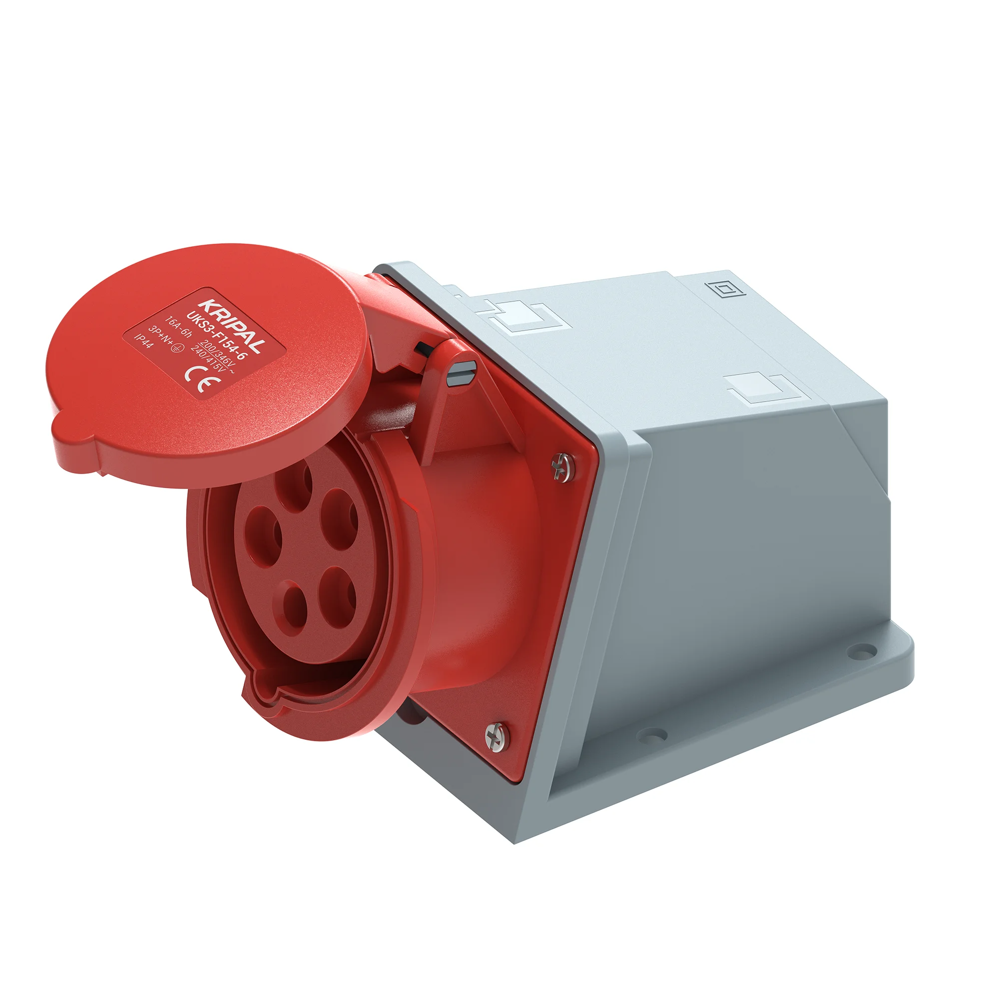 Kripal Female 16a Wall Mounted Industrial Socket 3 Phase Connector Ip44 ...