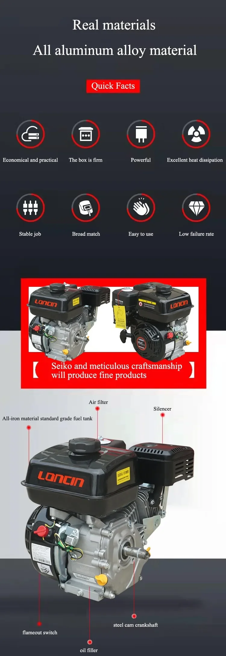 Loncin G200f 6.5hp 196cc 4.1kw Manual Start Gasoline Engine Loncin ...