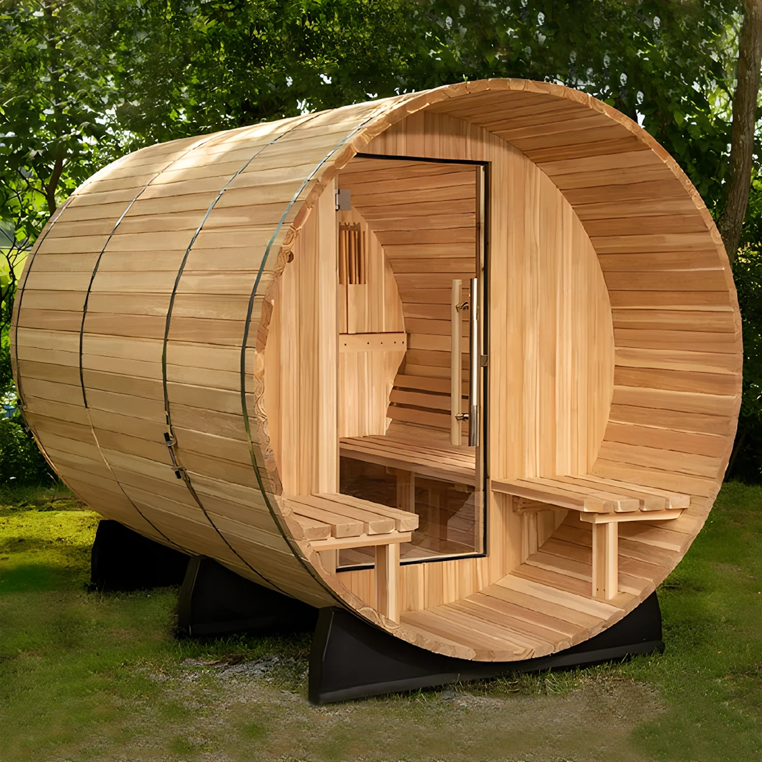 Alibaba.com: Custom 4-person cedar barrel sauna, outdoor use for 6 ...
