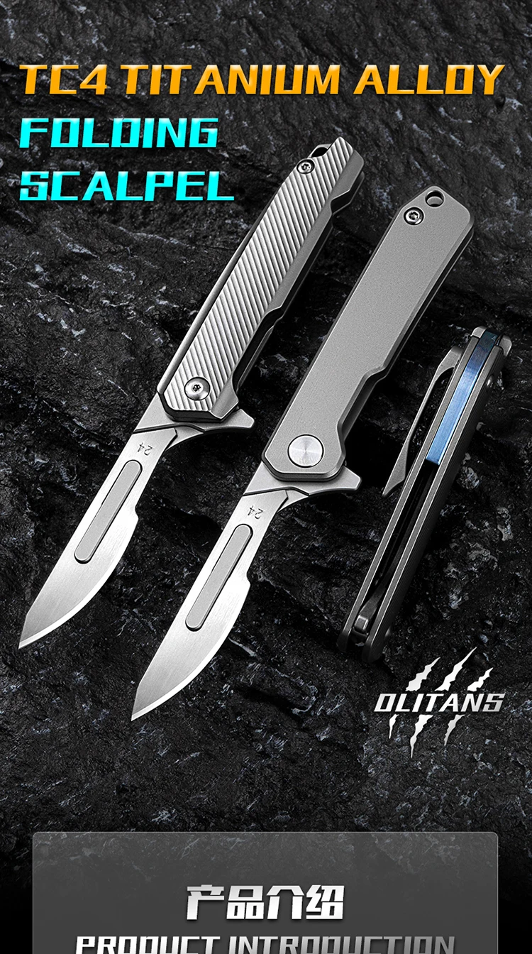 Folding Scalpel Cnc Titanium Handle Mini Folding Knife No.24 ...