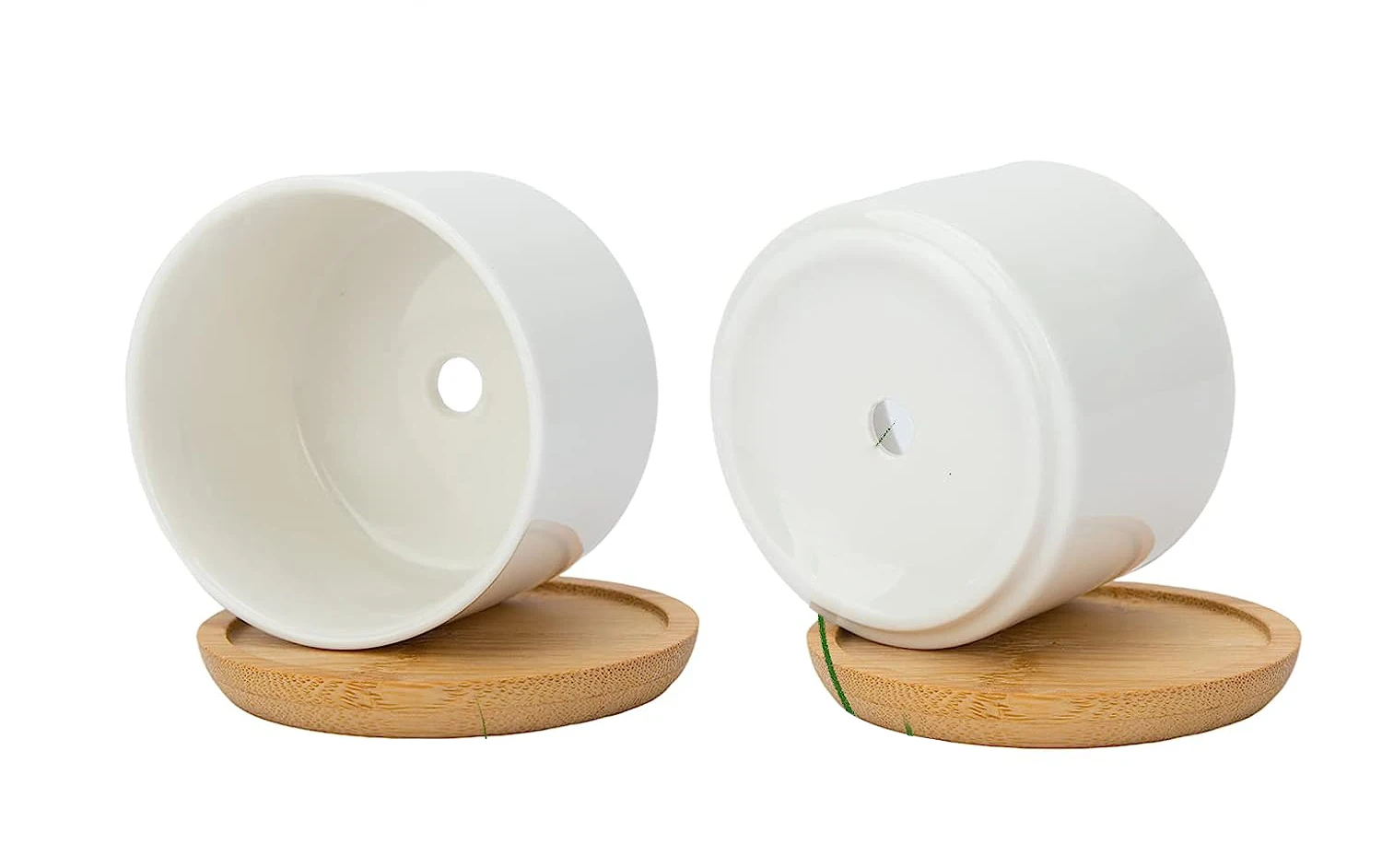 Shop Custom Logo 11oz Ceramic Flower Pots with Bamboo Tray