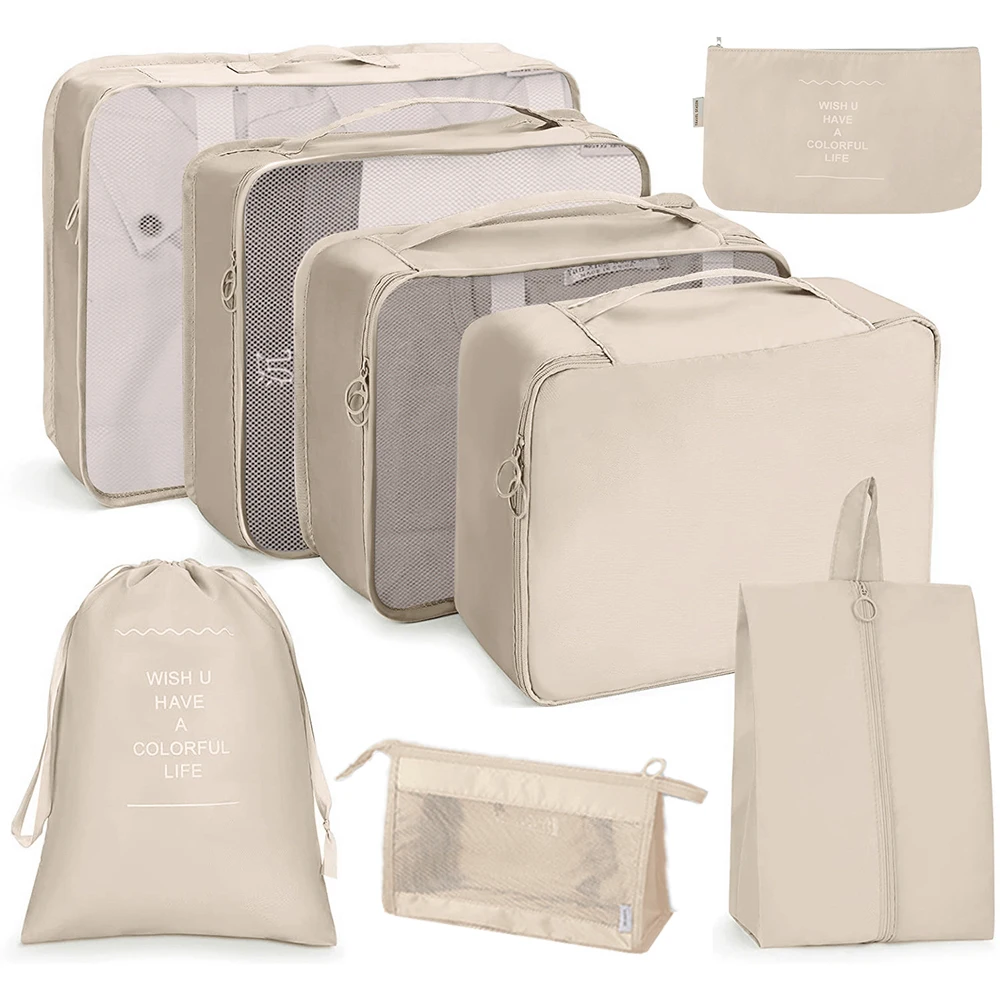 Customized Oxford Cloth Packing Cubes Travel Wash Makeup Bag Set For ...