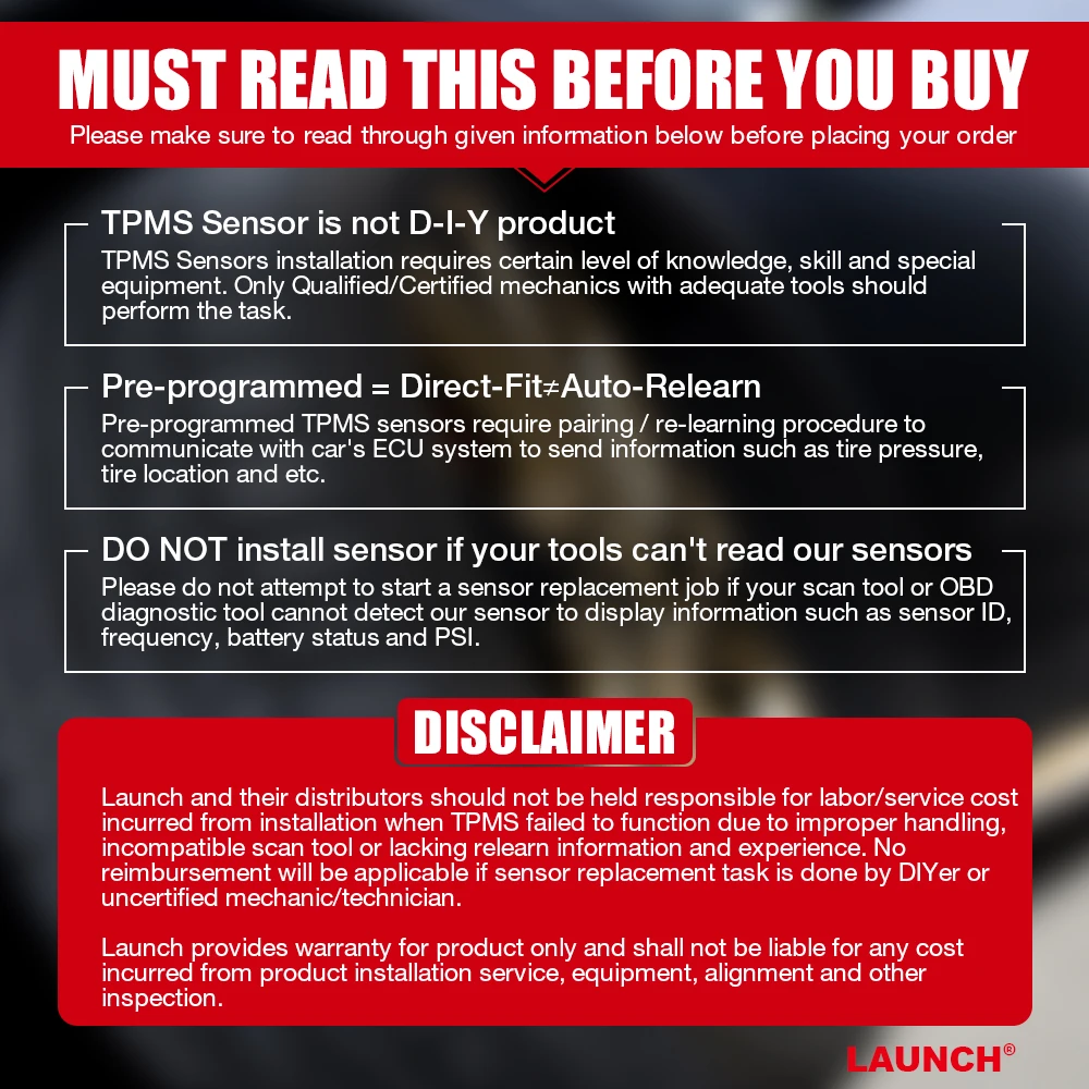 Launch LTR-03 TPMS Sensor - High Quality Tire Pressure Monitor