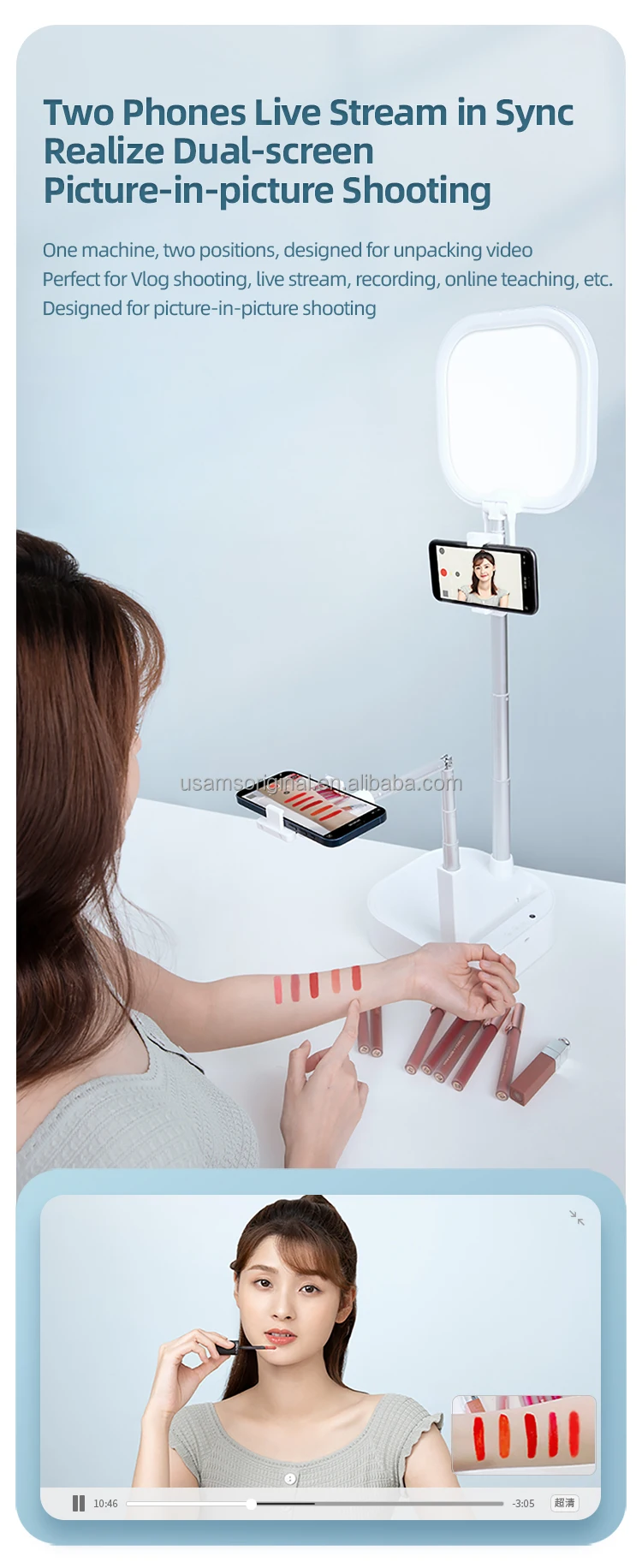 Usams 2023 Telescopic Designed Multifunctional Folding Live Show Led ...