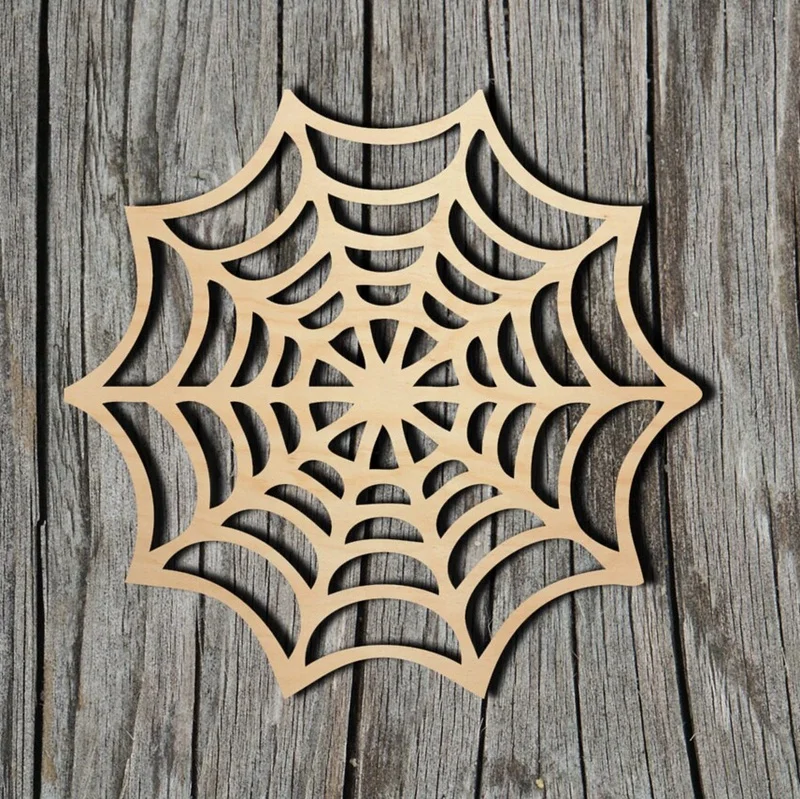 Spider Web Shape Laser Cut Unfinished Wood Cutout Shapes for Crafting ...