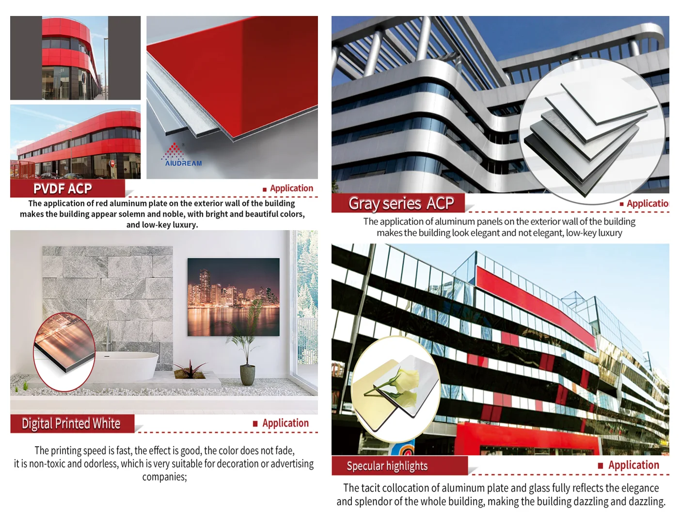 Silver Grey ACP Factory Alucobond Aluminium Wall Cladding Panels ACM Price