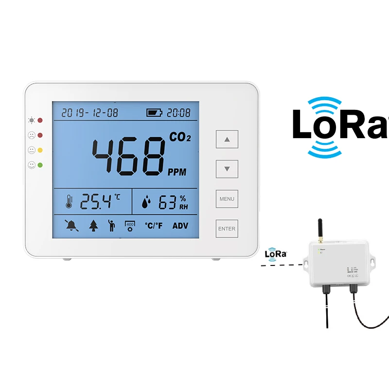 Modbus Lora Air Quality Co2 Monitor And Controller With Ndir Sensor Wireless 433/485 Long ...
