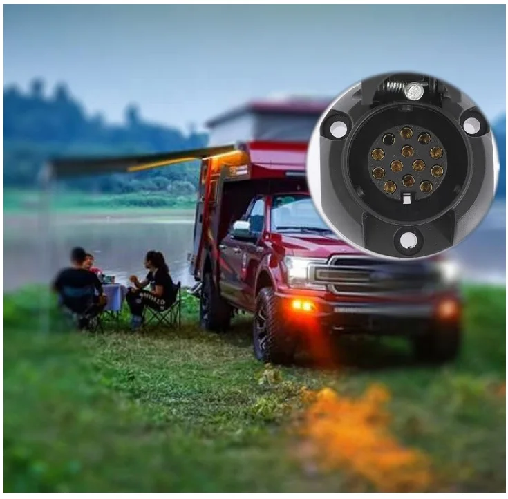 13 Pin Trailer Socket & Connector 13 Way Trailer Connector Power Cable ...