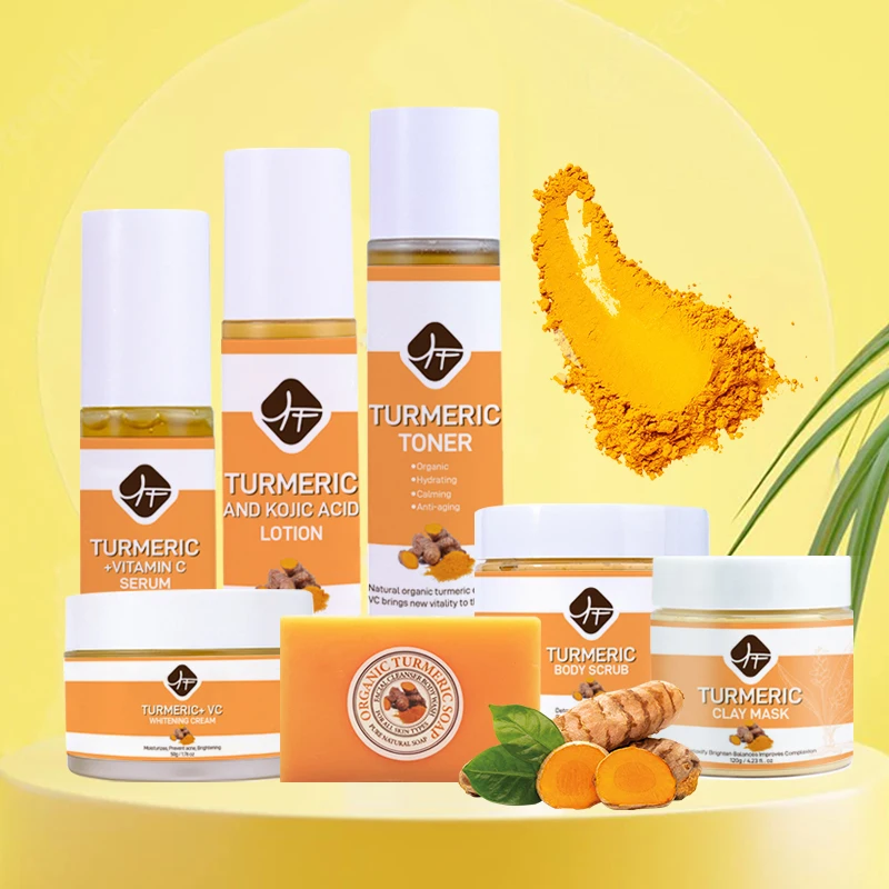 Tumeric Face Skincare Set Anti Acne Whitening Private Label Organic ...