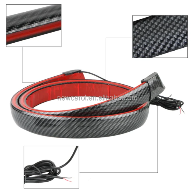 Universal Red LED Warning Light Spoiler - Black Carbon Fiber