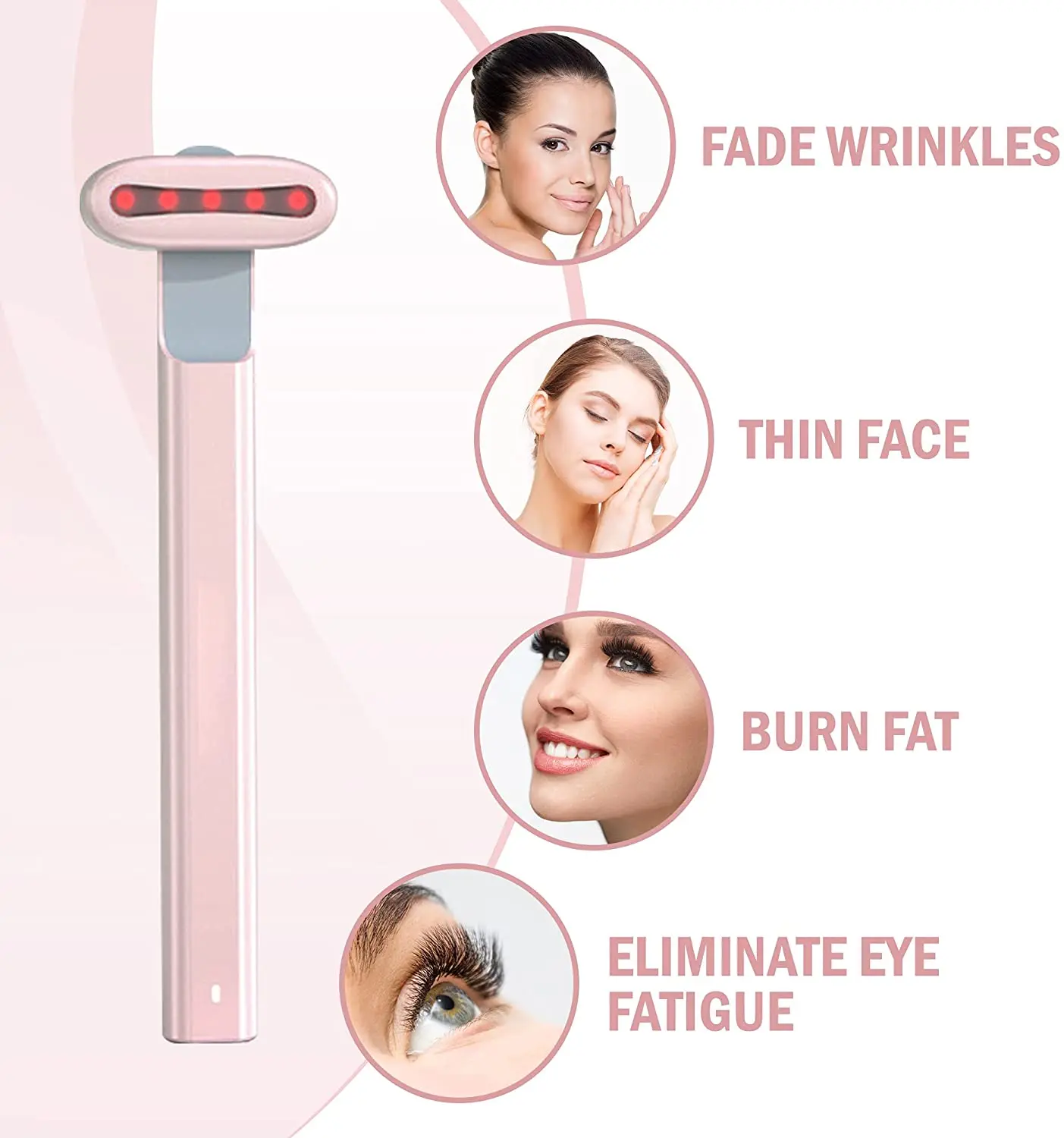 4-in-1 Skincare Wand Rechargeable Vibrating Ems Microcurrent Red Light ...