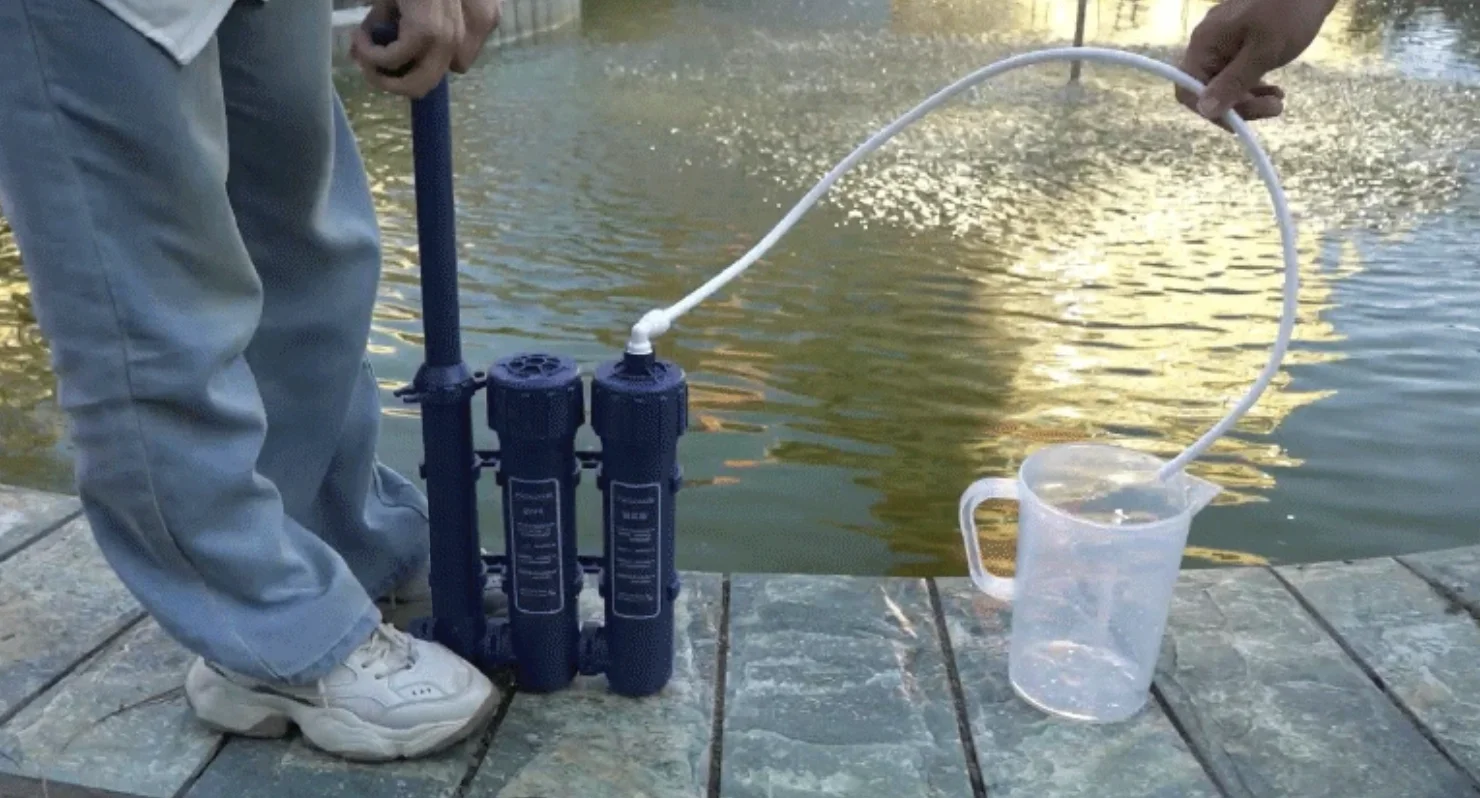 Hand Pump Portable Water Filter Purification Filtration 0.01um Outdoor ...