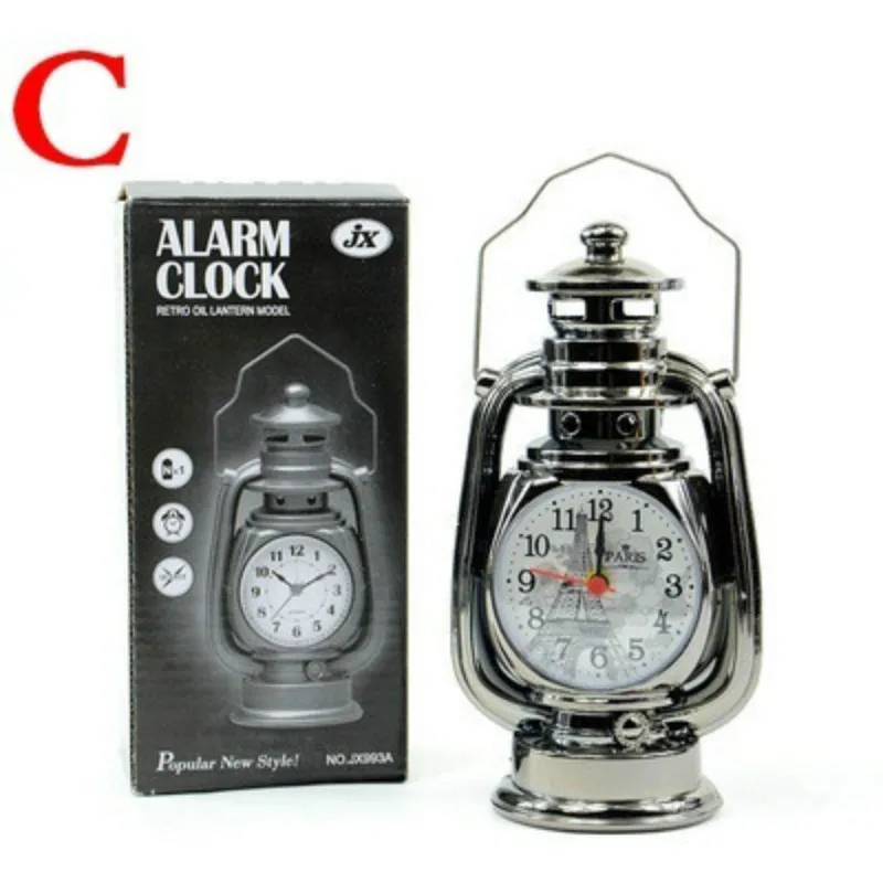 Vintage Alarm Clock Retro Oil Lamp Alarm Clock Watch Table Kerosene ...