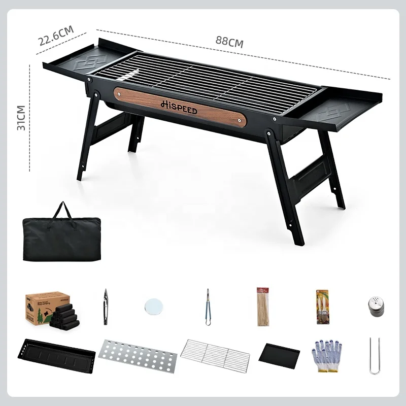 HISPEED Outdoor Barbeque Charcoal Grill and Smoker Portable Foldable ...