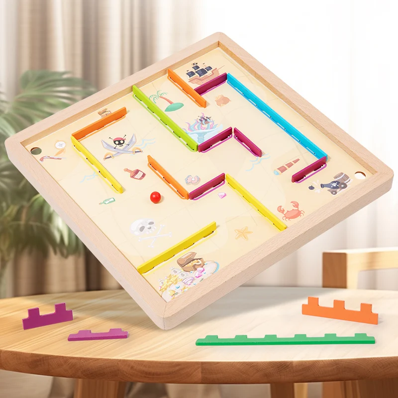 2024 Children's Cartoon Wooden Creative Diy Bead Maze Set Baby ...