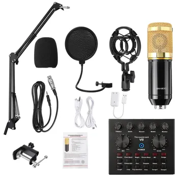 Bm 800 Studio Microphone Kits With V8 Sound Card Bm800 Condenser Professional Microphone For ...