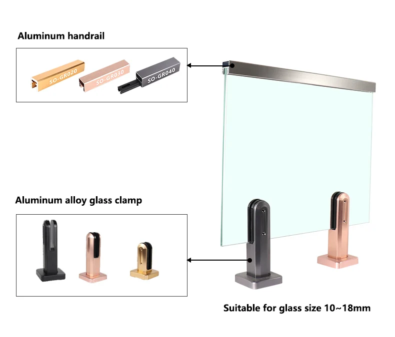 Modern Design Profile U Channel Glass Railing Handrails Deck Railing ...