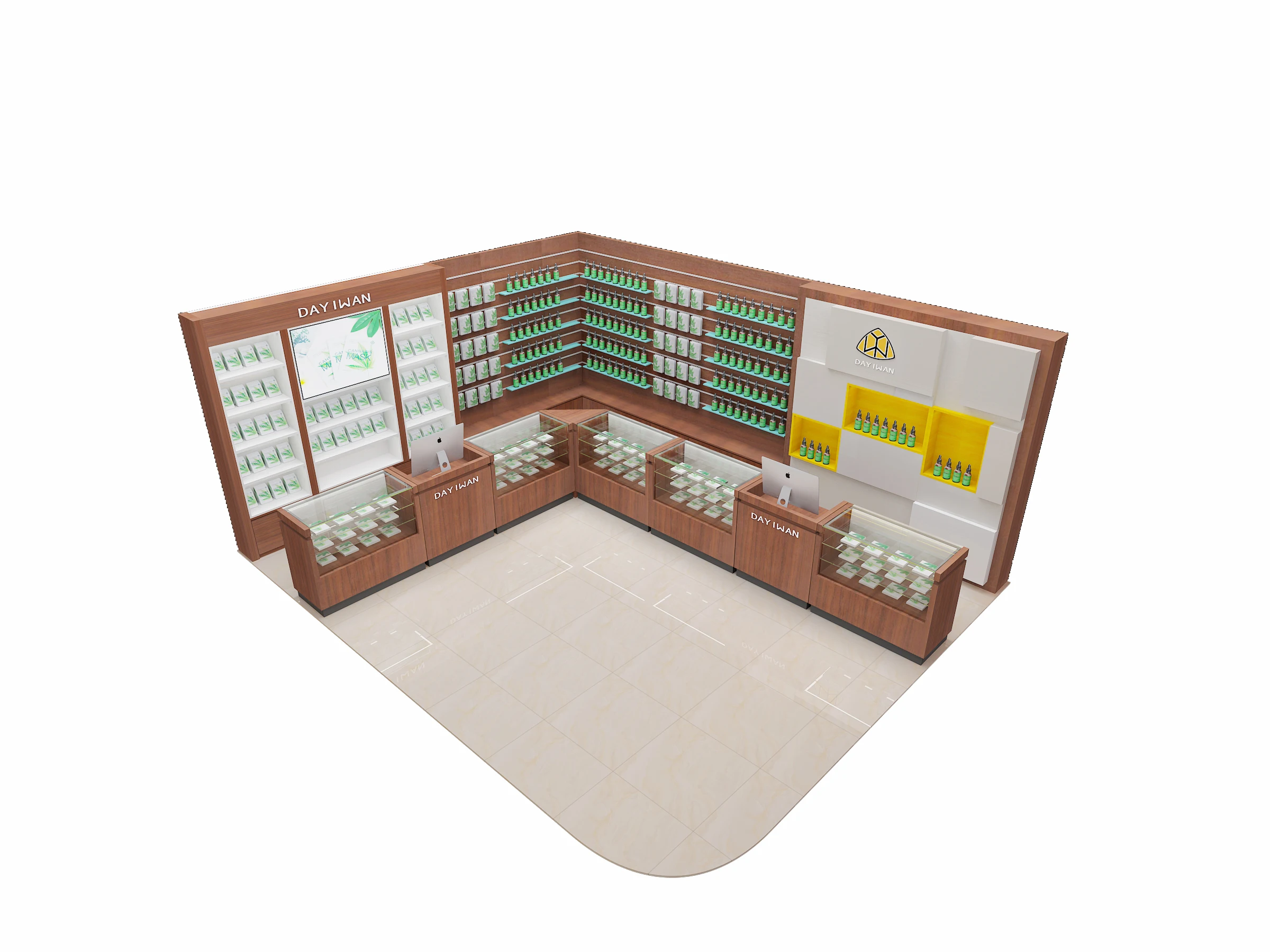 Luxury Fashion Dispensary Shop Showcase Smoke Shop Retail Store Shelves ...
