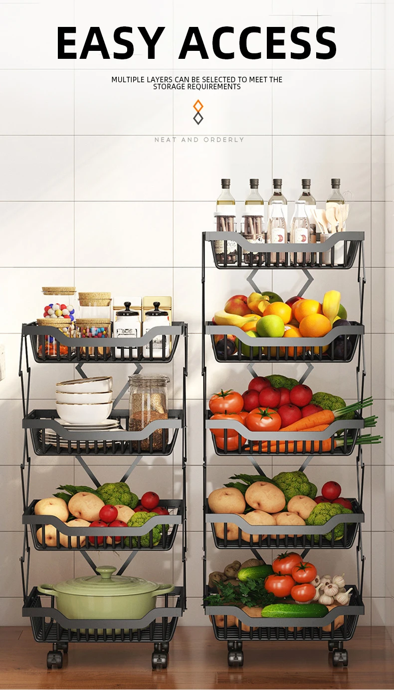 Kitchen Floor Fruit Organizer Storage Basket Vegetable Basket Type 3/4 ...