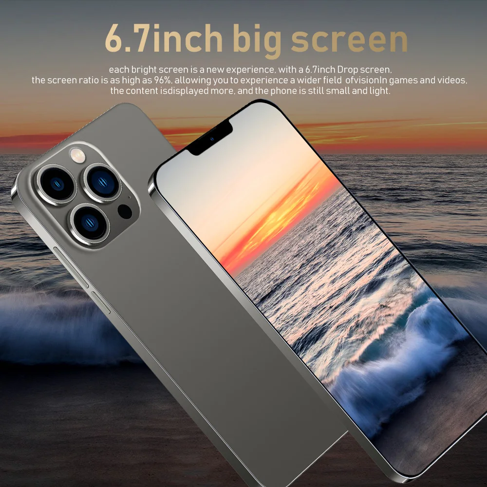 Original 13 Pro Max 6.7 Inch 16gb + 512gb Android Smartphone 10 Core Hd ...