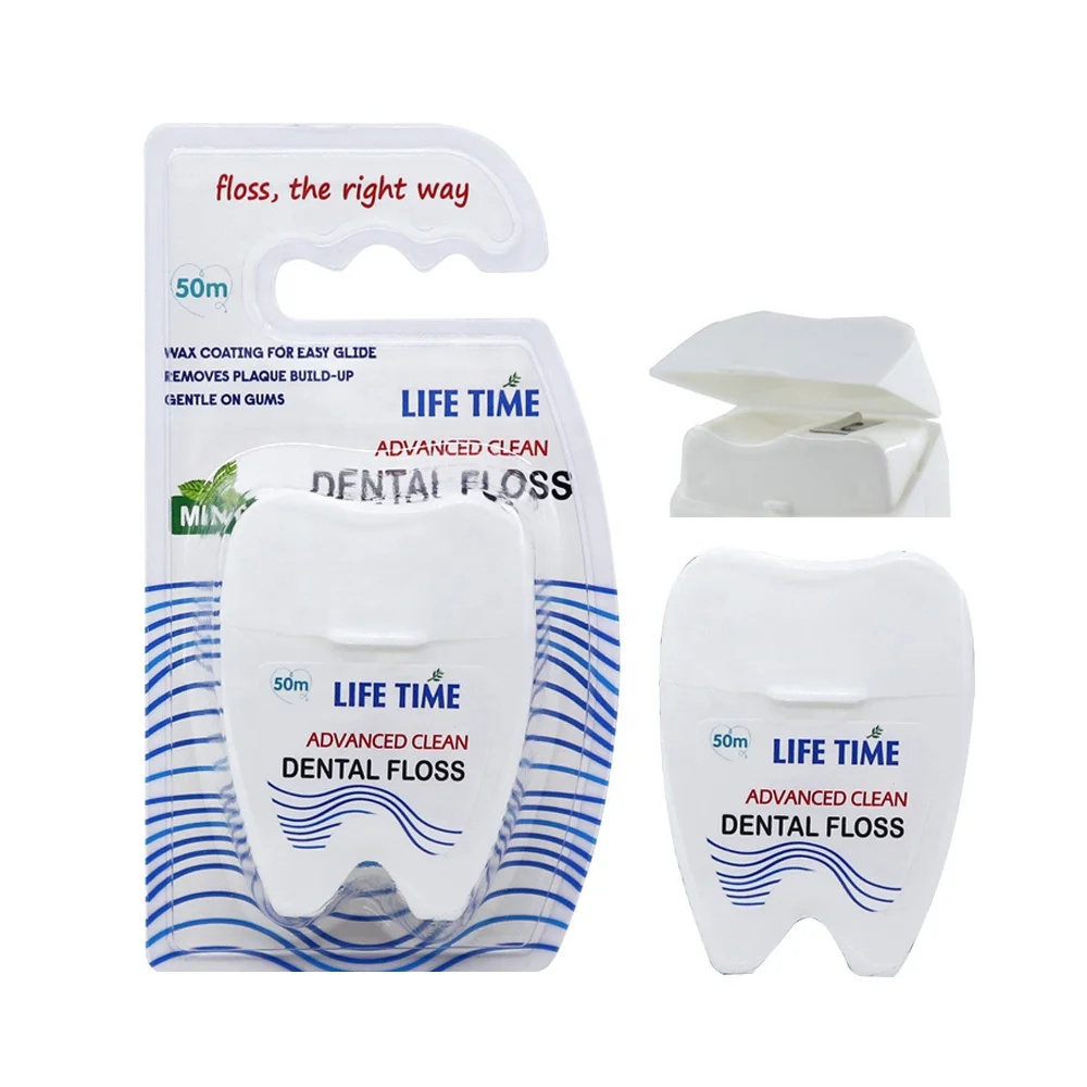 Tooth Shape Dental Floss Wholesale 50m Silk Dental Floss With Flavor ...