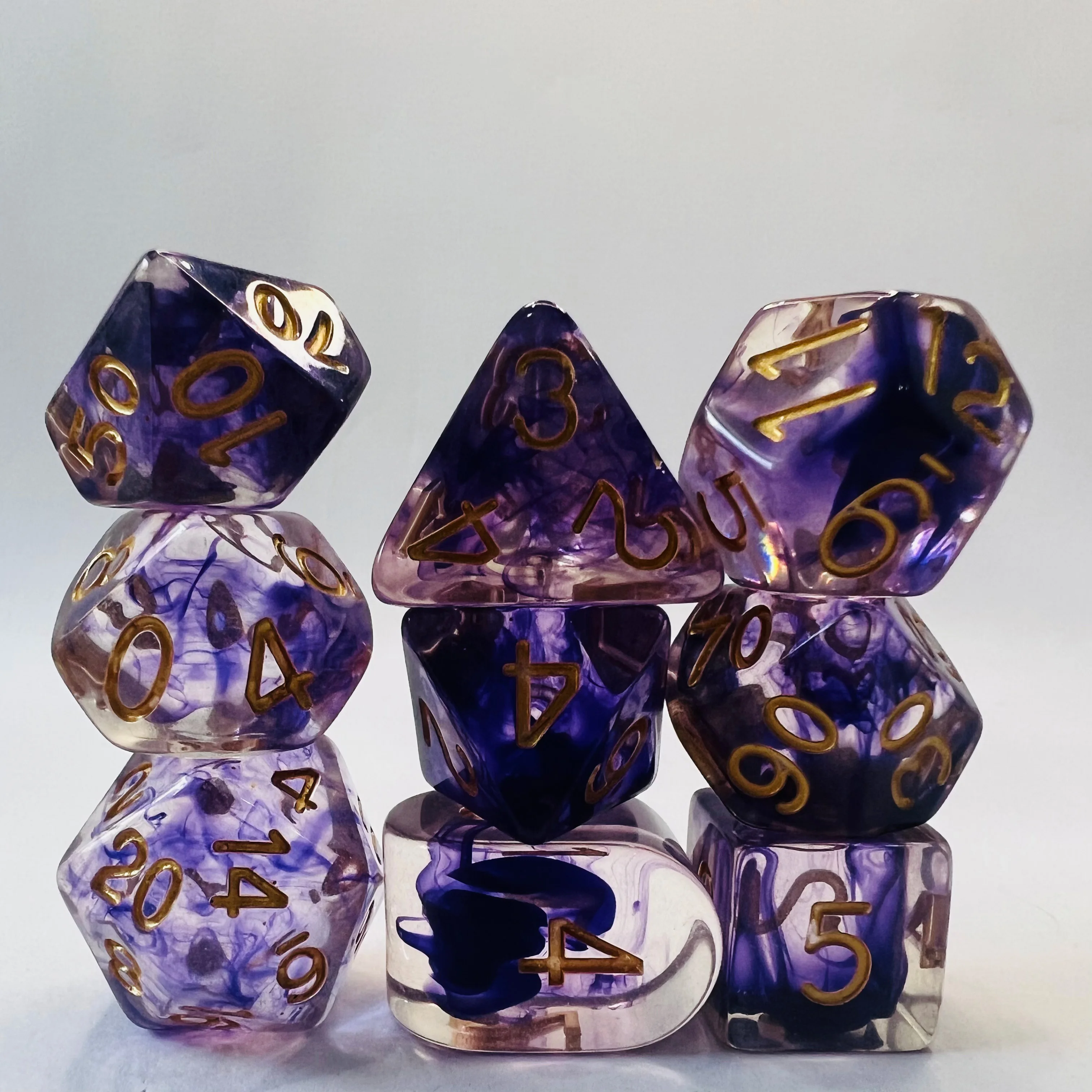 Custom Logo Polyhedral Dungeons & Dragons 16mm Rpg Purple Transparent ...