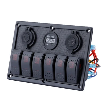 Rv 12v 24v Controle Button Universal 6 Gang Switch Panel Blanks Holder ...