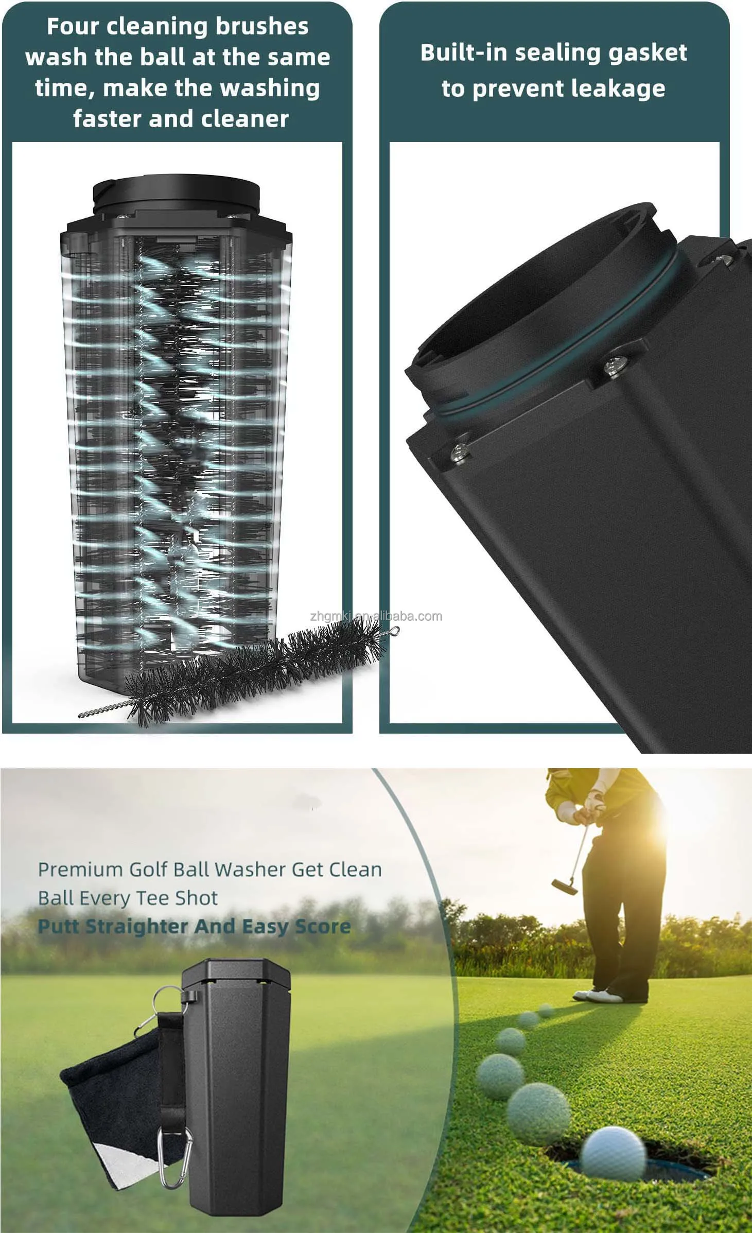 Portable Golf Ball Washer & Cleaner with Towel - OEM