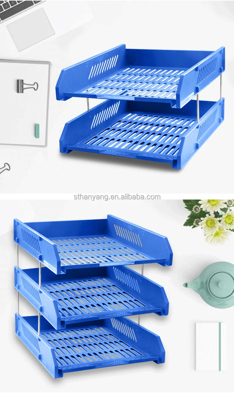 3 Tier Letter Tray Stackable File Magazine Holder Document Organizer A4 ...