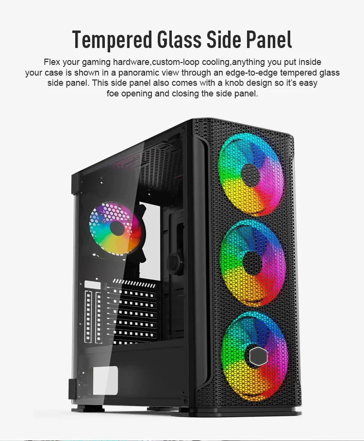 ATX Standard Power Supply Computer Case Vertical Office Gaming PC with ...