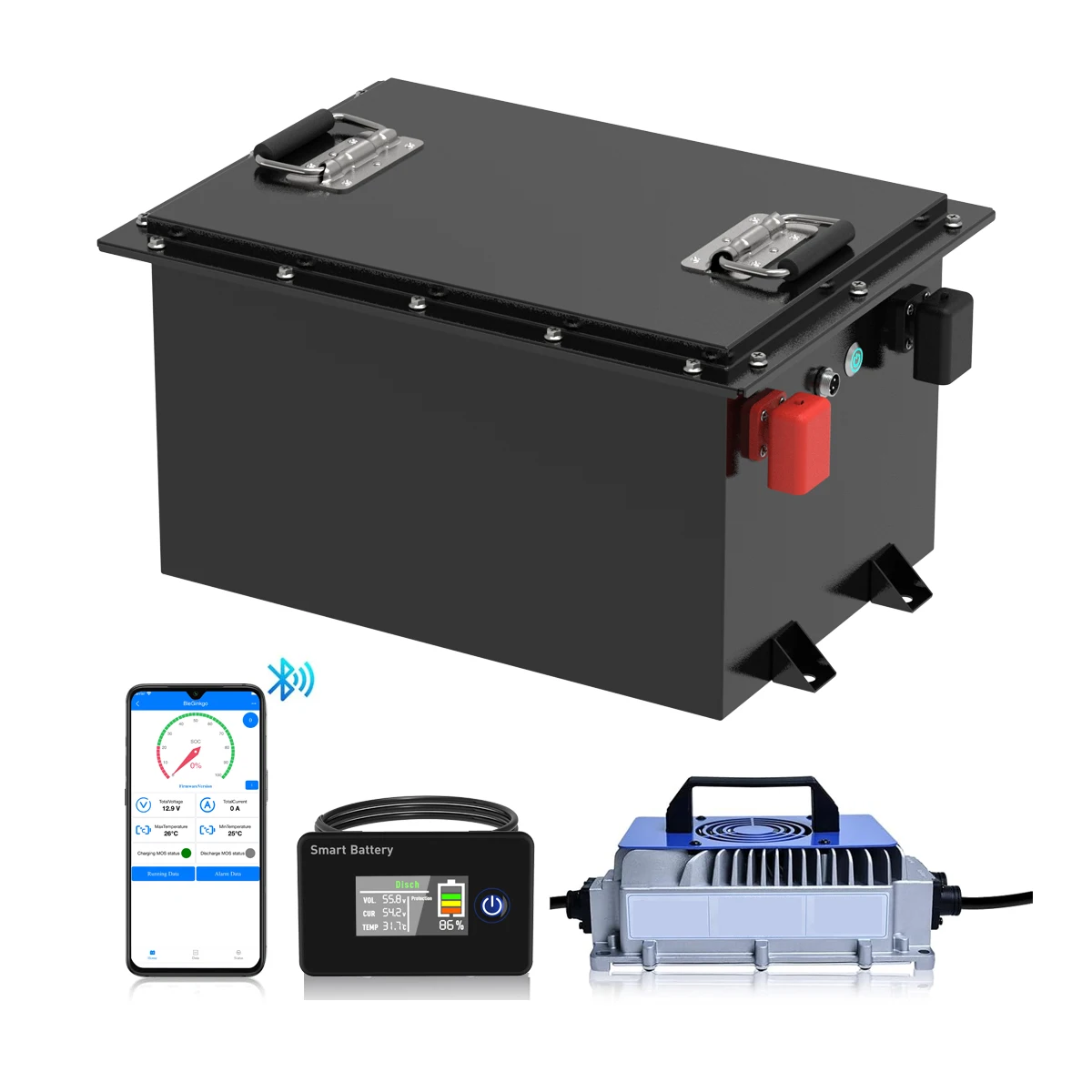 100AH 48V Golf Cart Lithium Battery 51.2V 105AH High Power 200A BMS ...