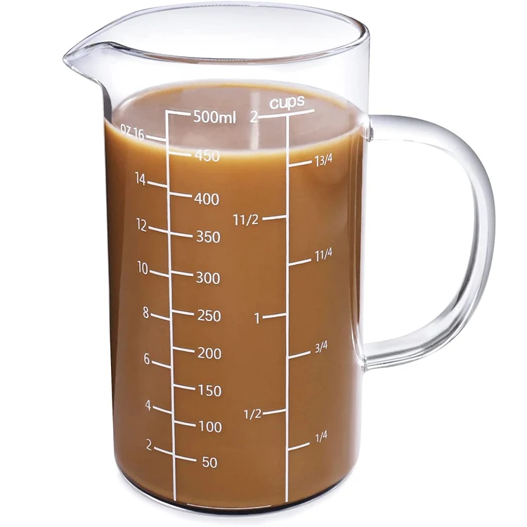 Borosilicate Heatable V-shaped Spout Glass Measuring Cup With Handle ...