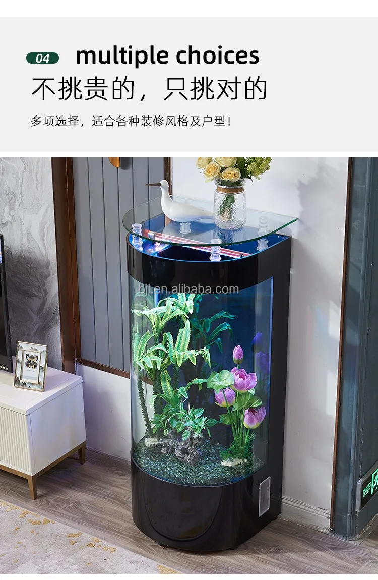 Indoor Led Light Transparent Half Cylinder Fish Tank Aquarium with ...