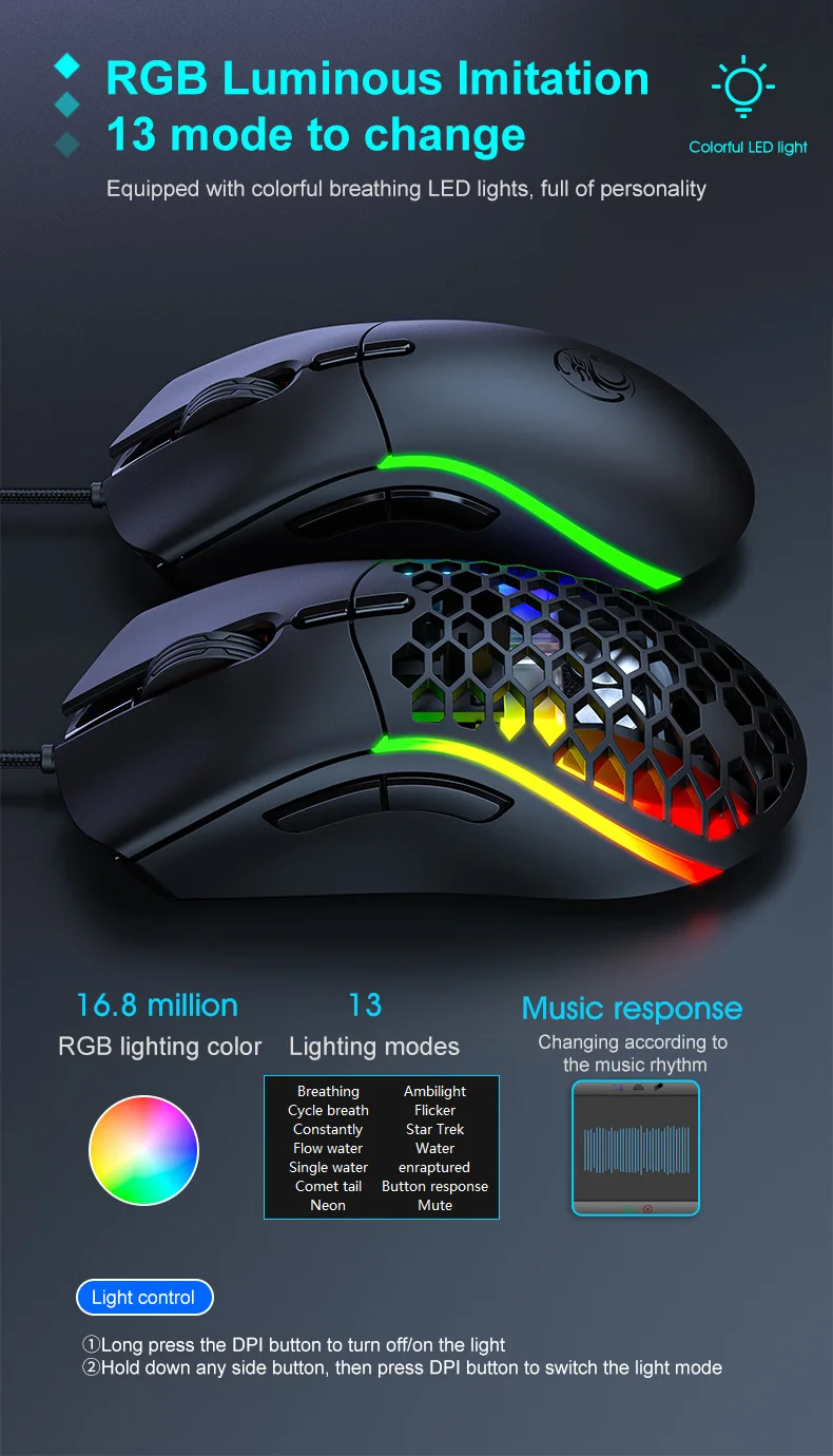 Imice T60 Gaming Mouse - 7200DPI, LED RGB, 7 Programmable Keys