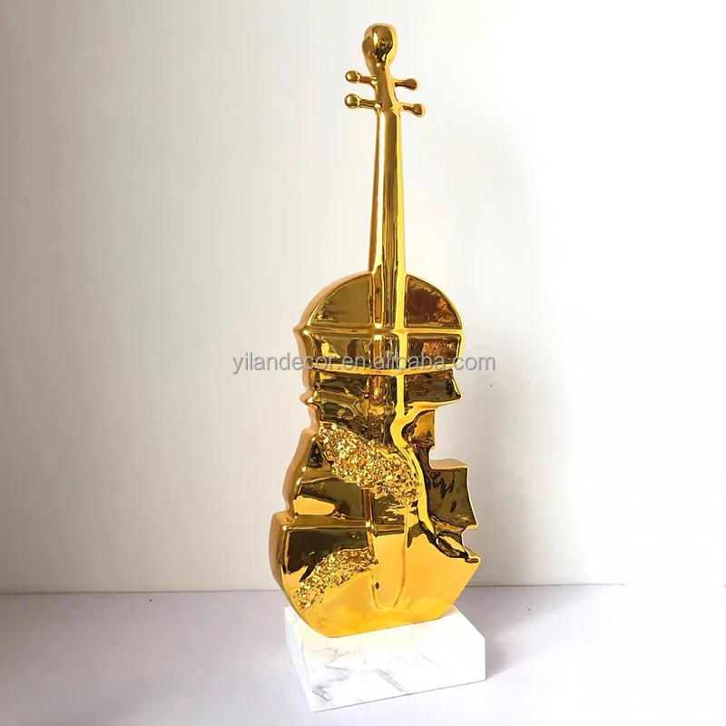 Light Luxury Clear Crystal Resin Violin Ornaments Modern Abstract Resin ...