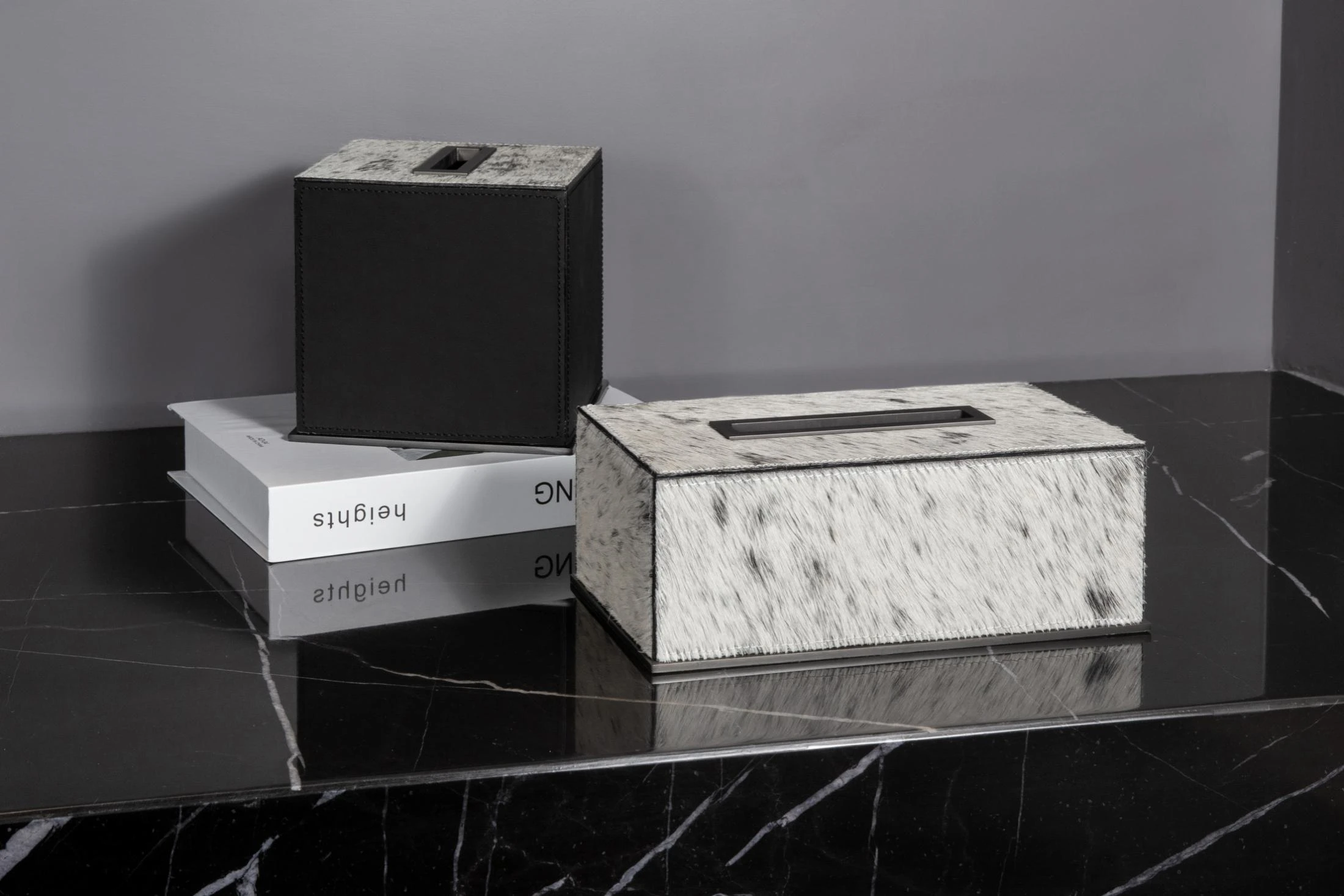 Modern Luxury Home Decor Leather Bathroom Decorative Tissue Box Set For ...