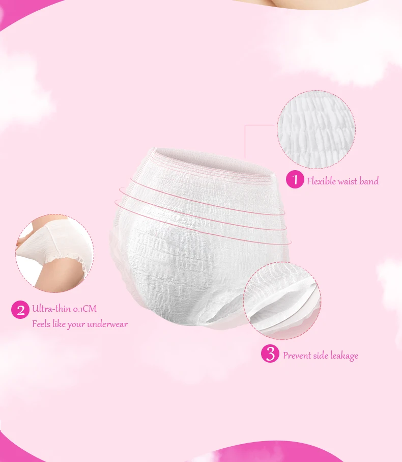 Oem Cotton Period Panties Maximum Protection Lady Sanitary Napkin Pants ...