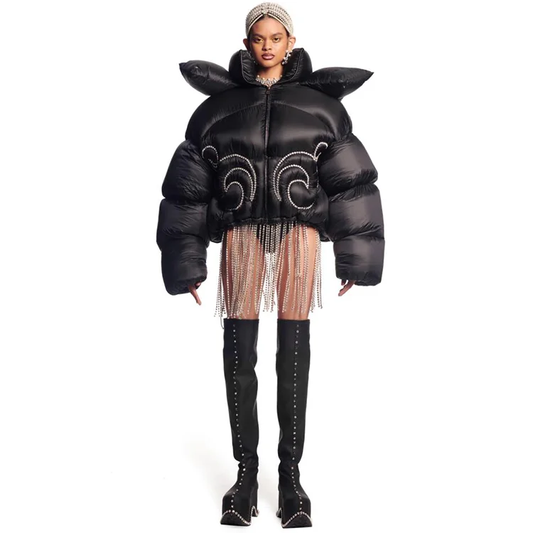 High Quality Exaggerated Custom Quilted Removable Hood Plus Size OEM ...