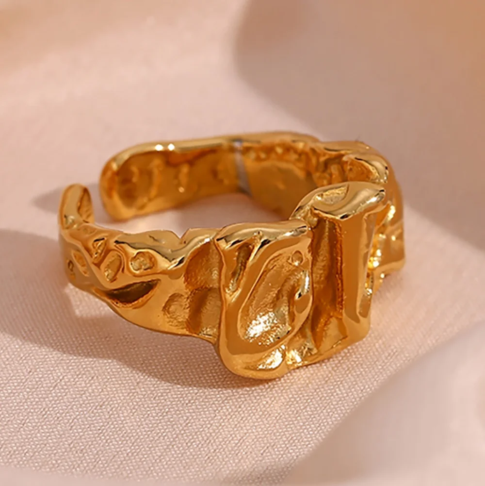 Exaggerated Irregular Open Ring Stainless Steel Gold Plated Jewelry Fashion Jewelry 2023 ...