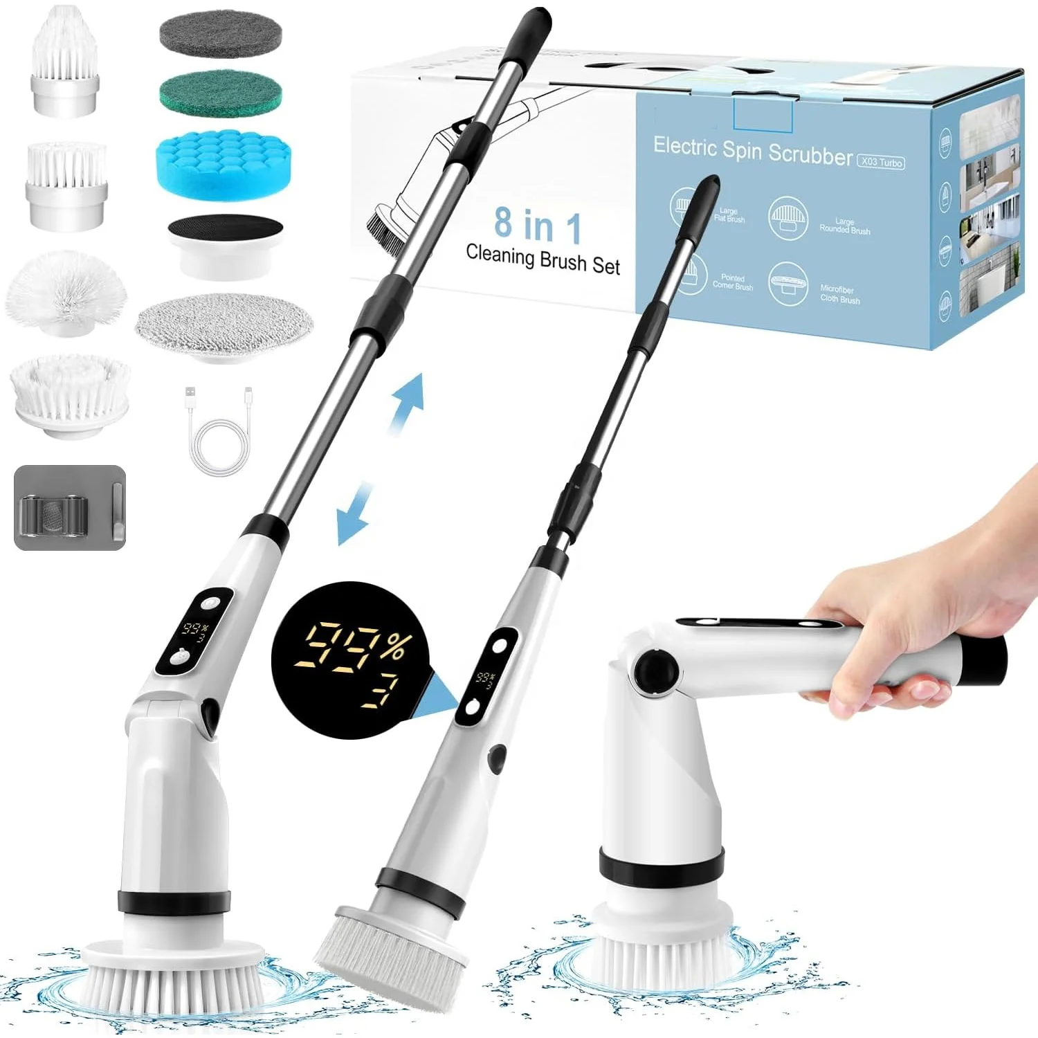 8in1 Electric Cleaning Brush Handle House Cleaning Good Quality Spin ...