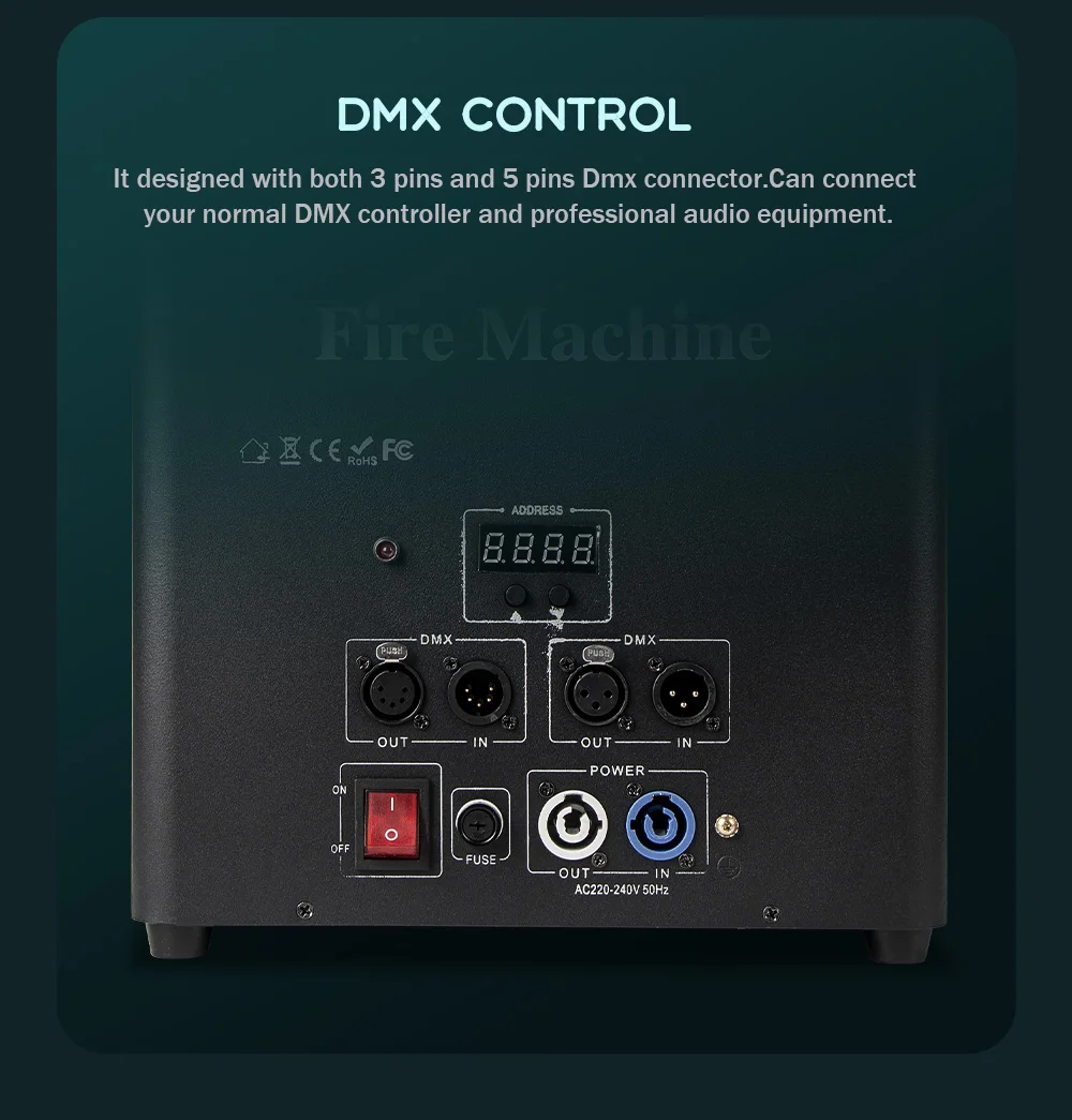 DMX Flame Spray - Safe Fire Machine for Nightclub Effects