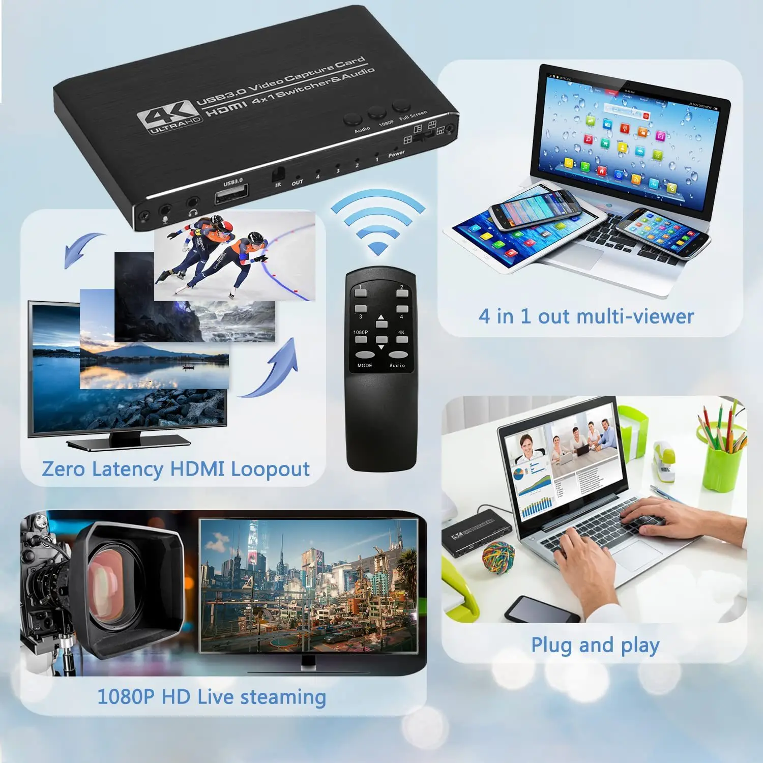 Justlink Four Channels Hdmi Video Capture Card Hdmi Switch Usb3.0 ...