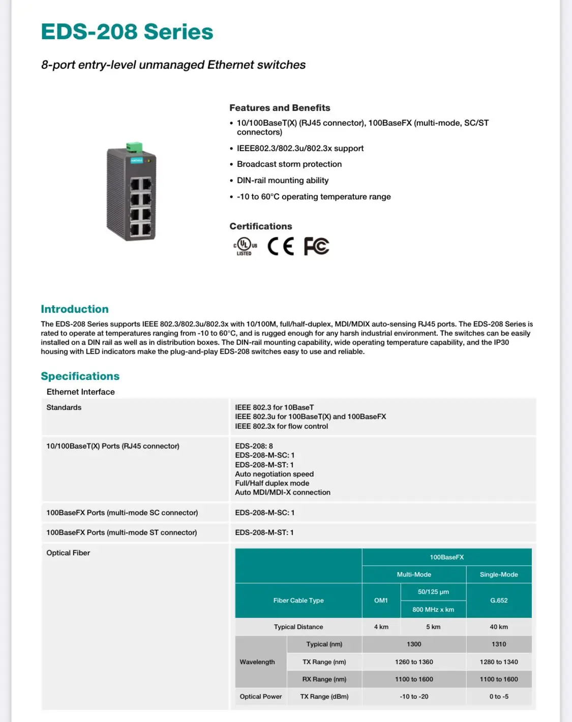 8-port Switch Eds-208 Entry-level Unmanaged Ethernet Switch With 8 10 ...