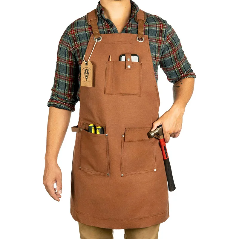 Heavy Duty Safety Work Apron Carpenter With Tool Pockets Woodworking ...