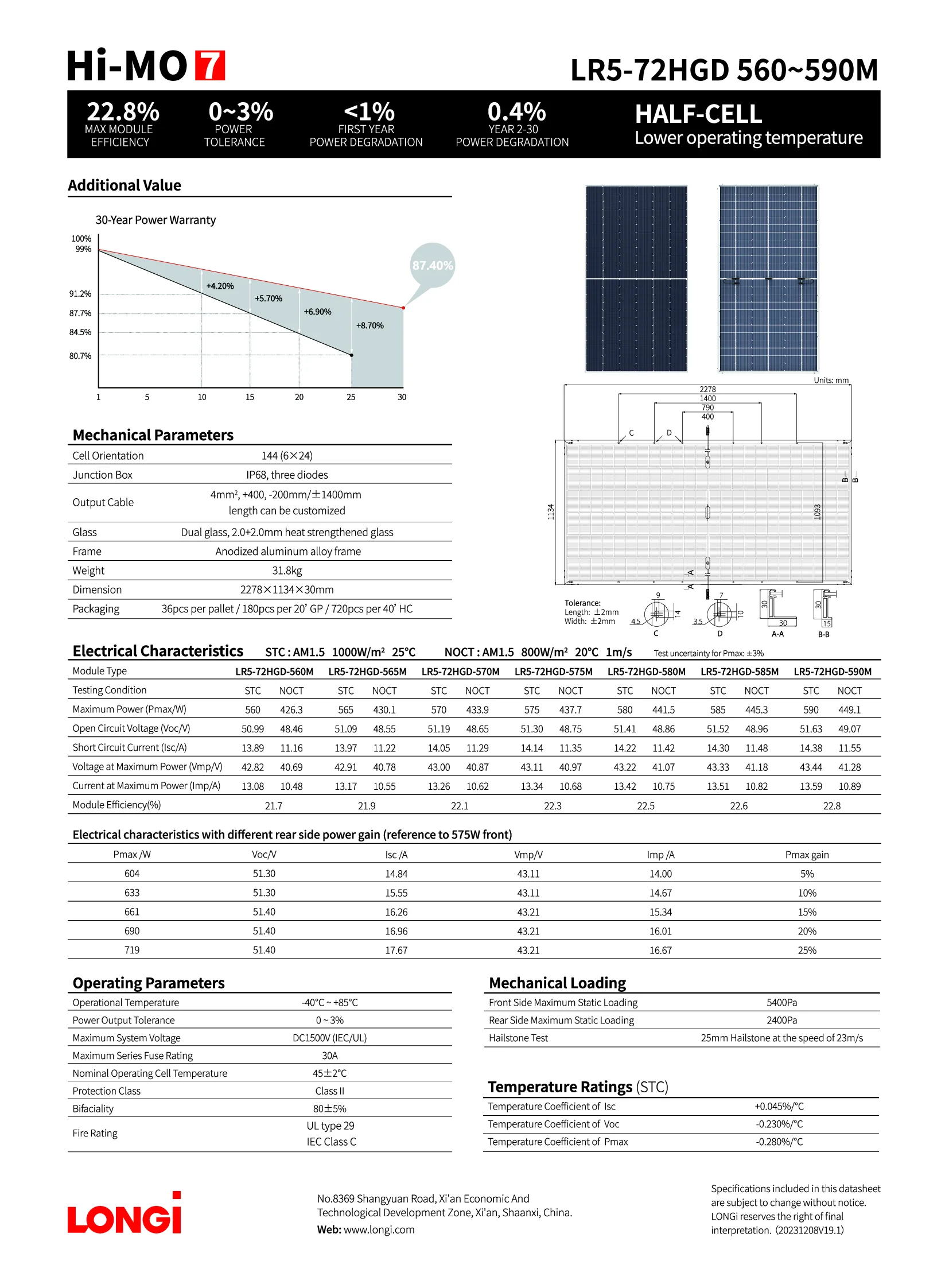 Longi Bifacial Double Glass Himo 7 Mono Perc Half Cut Cell 590w 565w ...