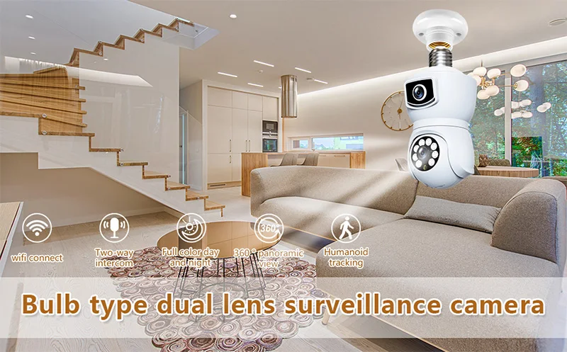 4mp Dual Lens Wireless Wifi 4g Bulb Camera 4mp E27 Bulb Ptz Security ...