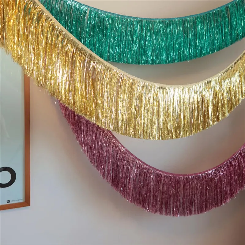 Custom Fringe Garland 10m*20cm Iridescent Hanging Wall Bunting Banner ...