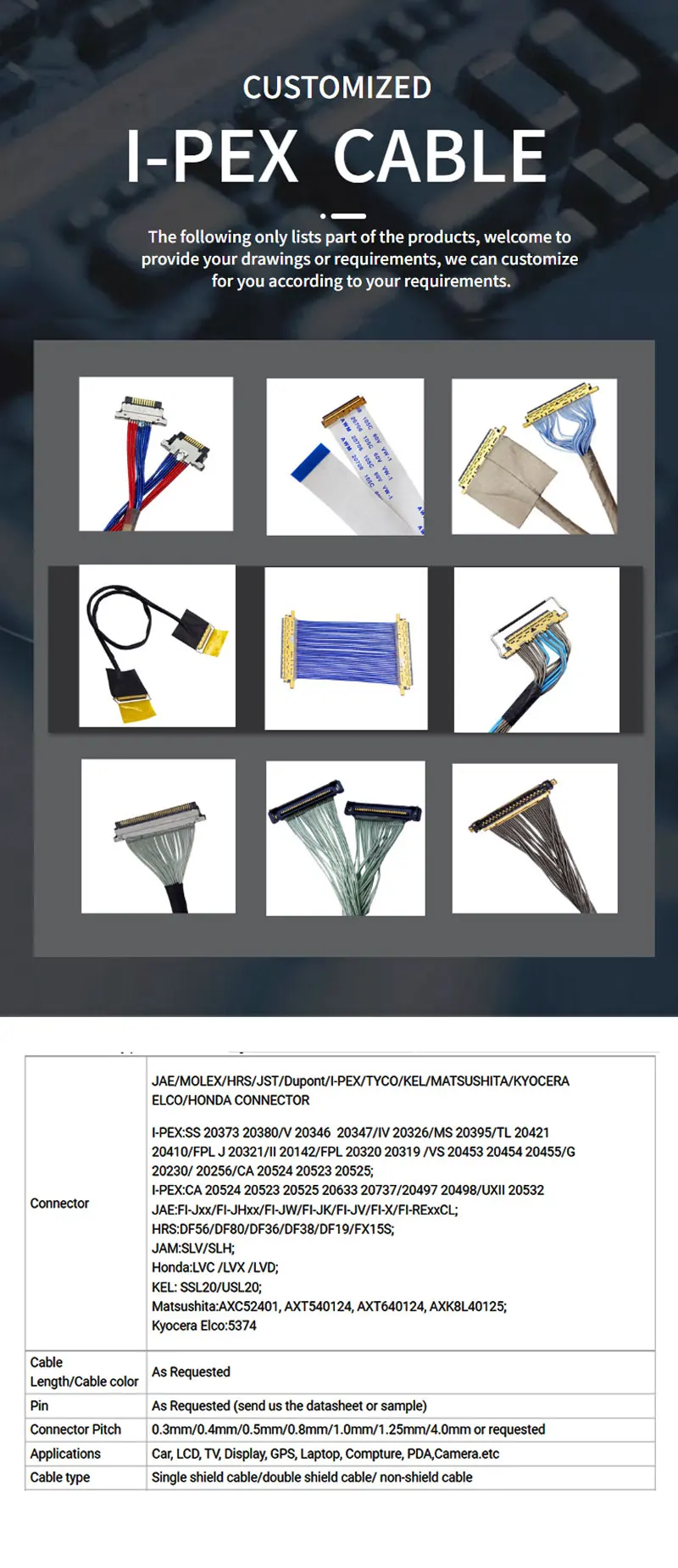 I-pex20453-30p Edp Lcd Screen Lvds Cable 30 Pin Industrial Control Motherboard Screen Line ...