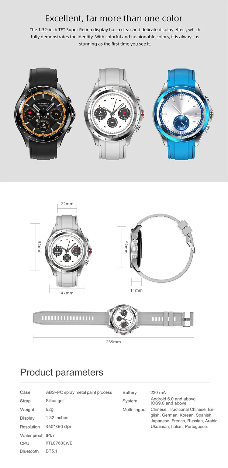 Z10 Pro 1.32" 360*360, Full Lamination Full Touch Screen Business Style ...